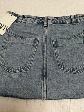 Zara | Skirts | Zara Light Blue Denim Mini Skirt With Side Laceup ...